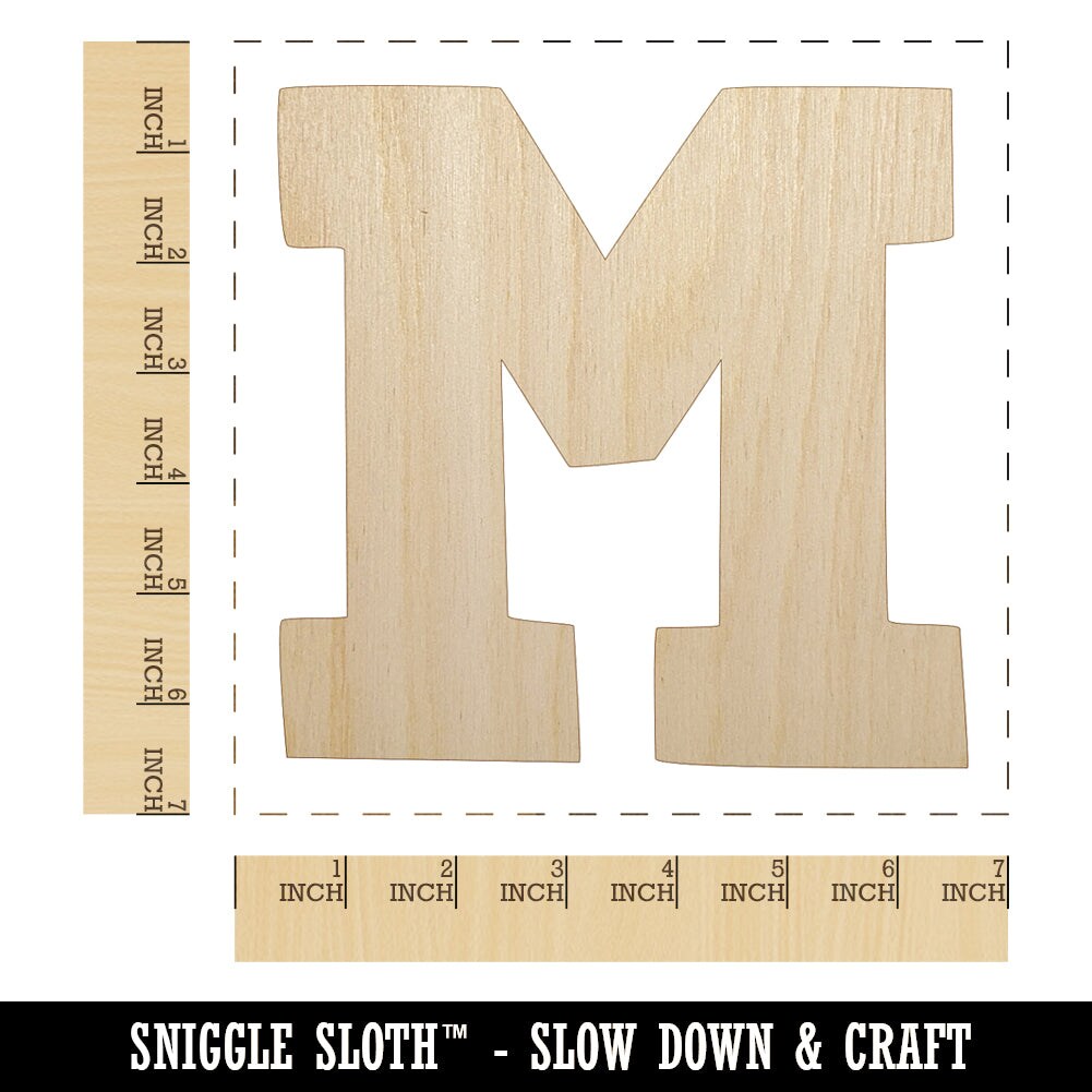 Letter M Uppercase Fun Bold Font Unfinished Wood Shape Piece Cutout for ...
