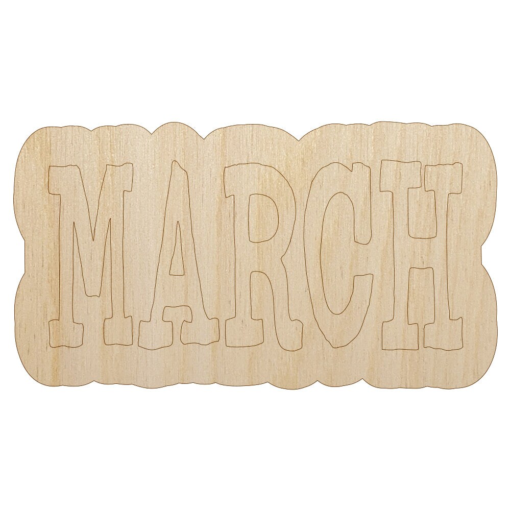 March Month Calendar Fun Text Unfinished Wood Shape Piece Cutout for ...