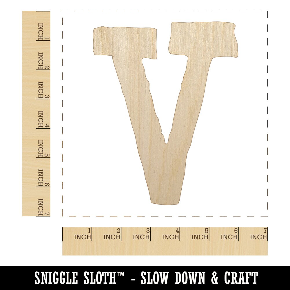Letter V Uppercase Cute Typewriter Font Unfinished Wood Shape Piece ...