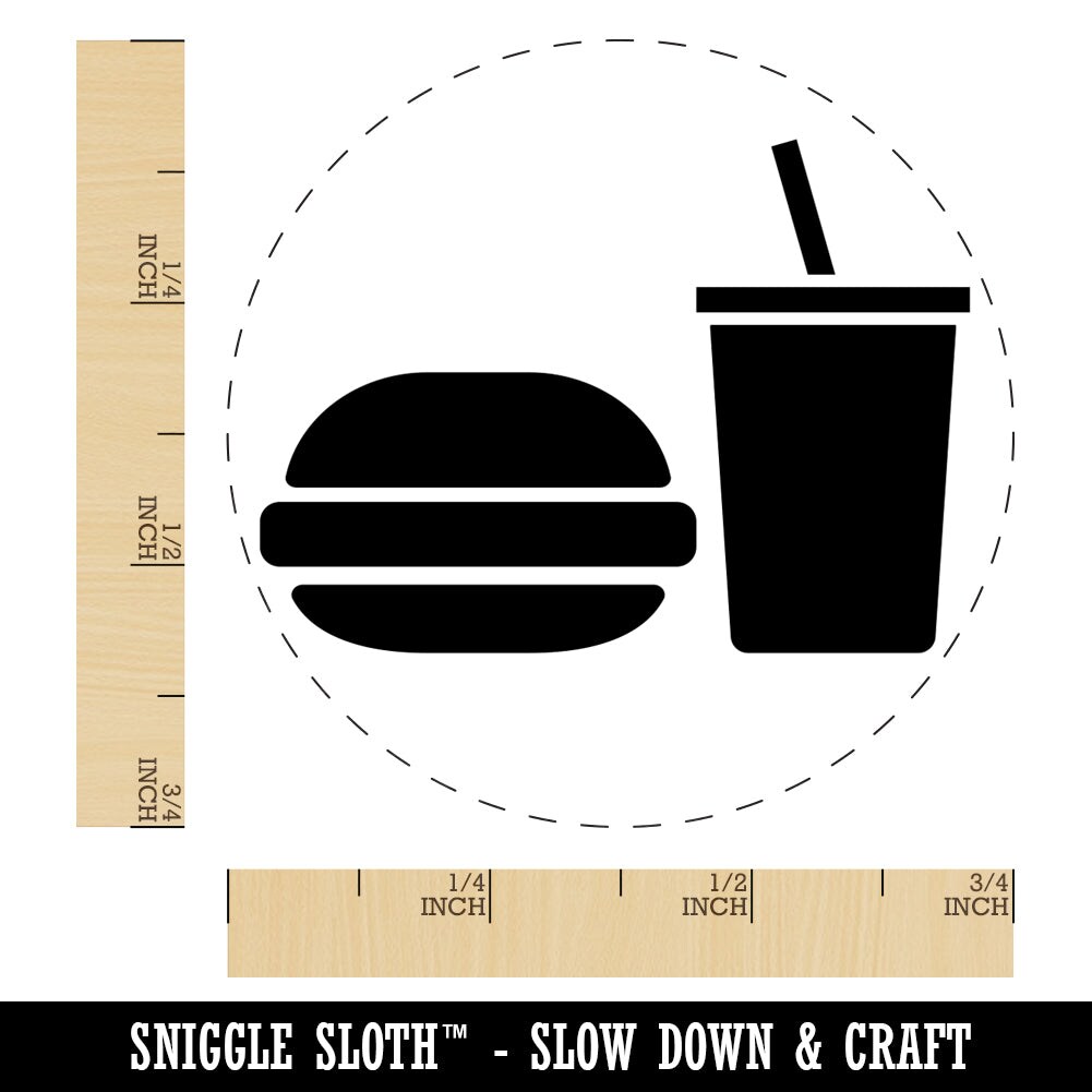 Hamburger and Soda Food Drink Icon Self-Inking Rubber Stamp for ...