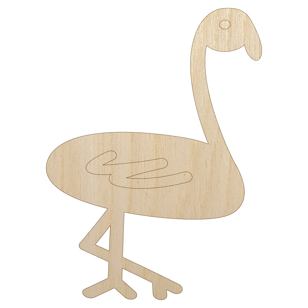 Flamingo Doodle Unfinished Wood Shape Piece Cutout for DIY Craft ...