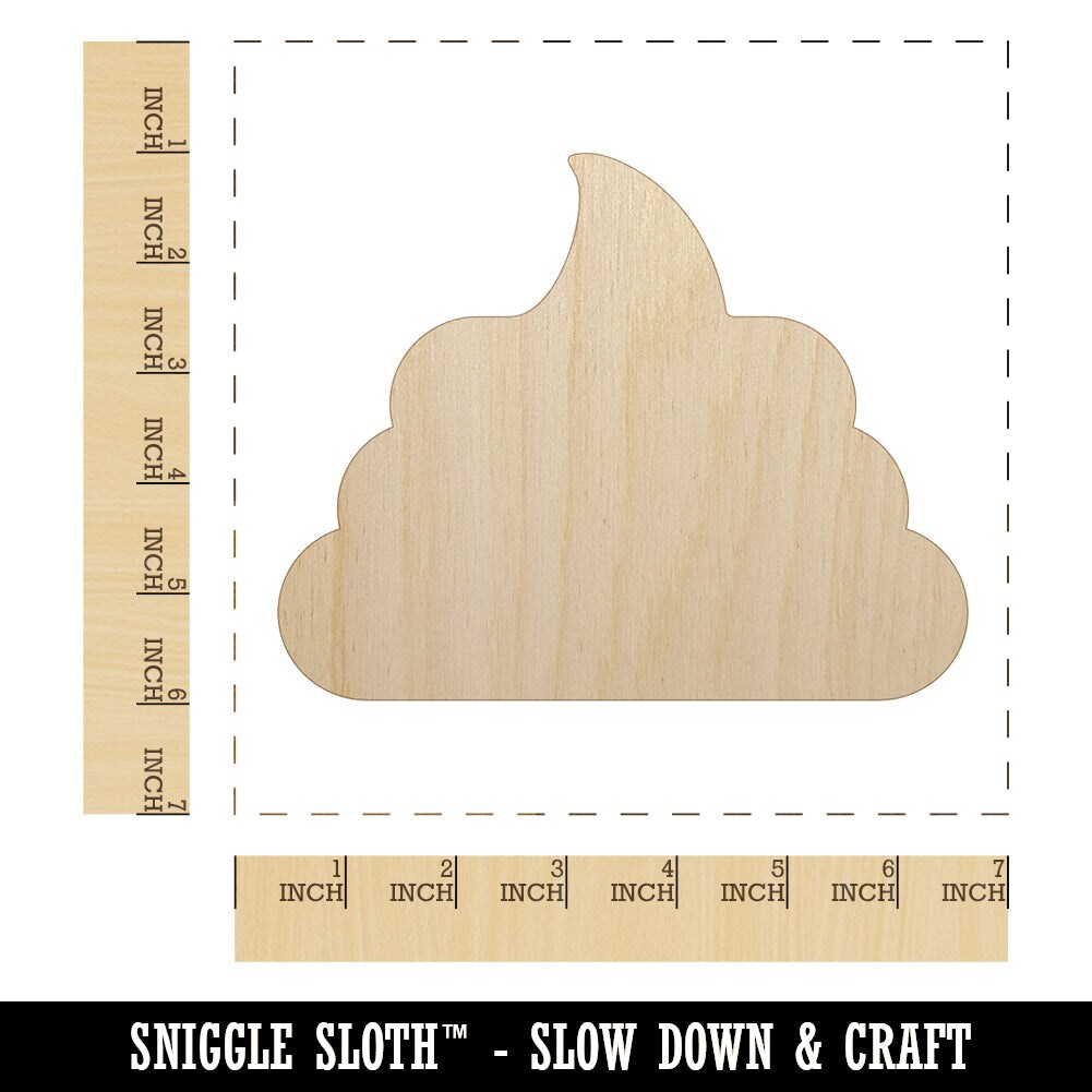 Poop Symbol Emoticon Solid Unfinished Wood Shape Piece Cutout for DIY ...