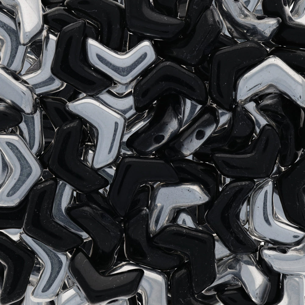 Vee Bead, 2 hole chevron, Jet Silver 1/2 Coat, 25 pieces | Michaels