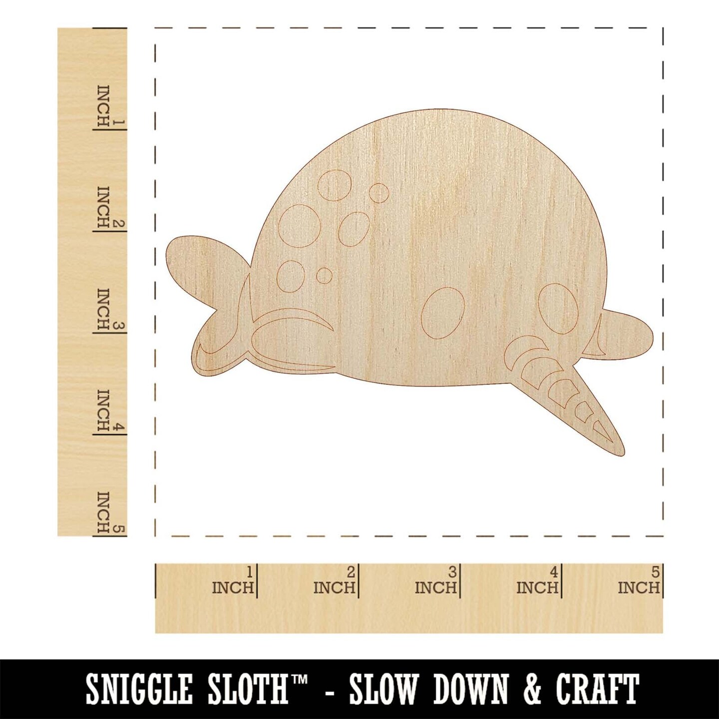 Chibi Narwhal Plopped on Belly Unfinished Wood Shape Piece Cutout for ...