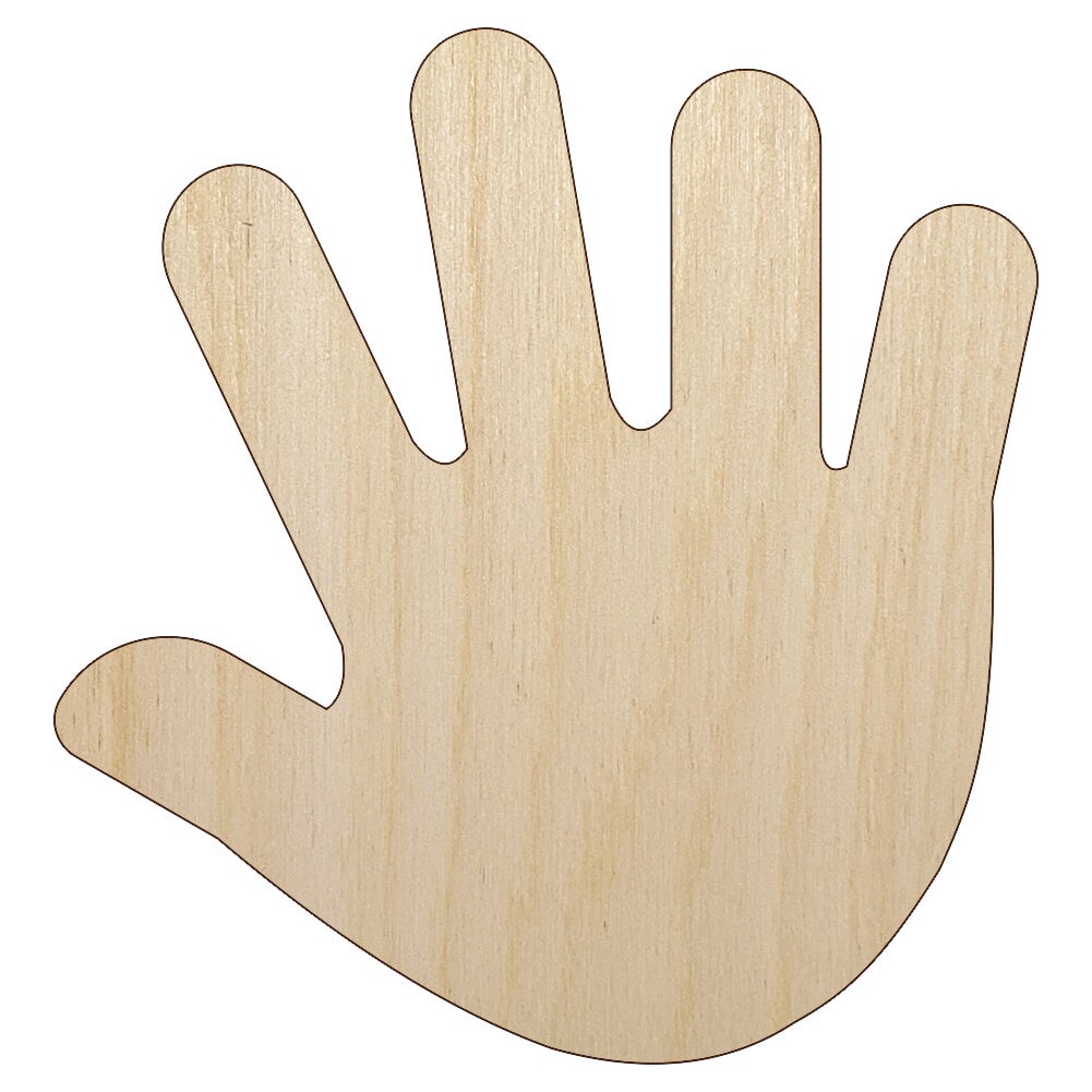 Handprint Solid Unfinished Wood Shape Piece Cutout for DIY Craft ...