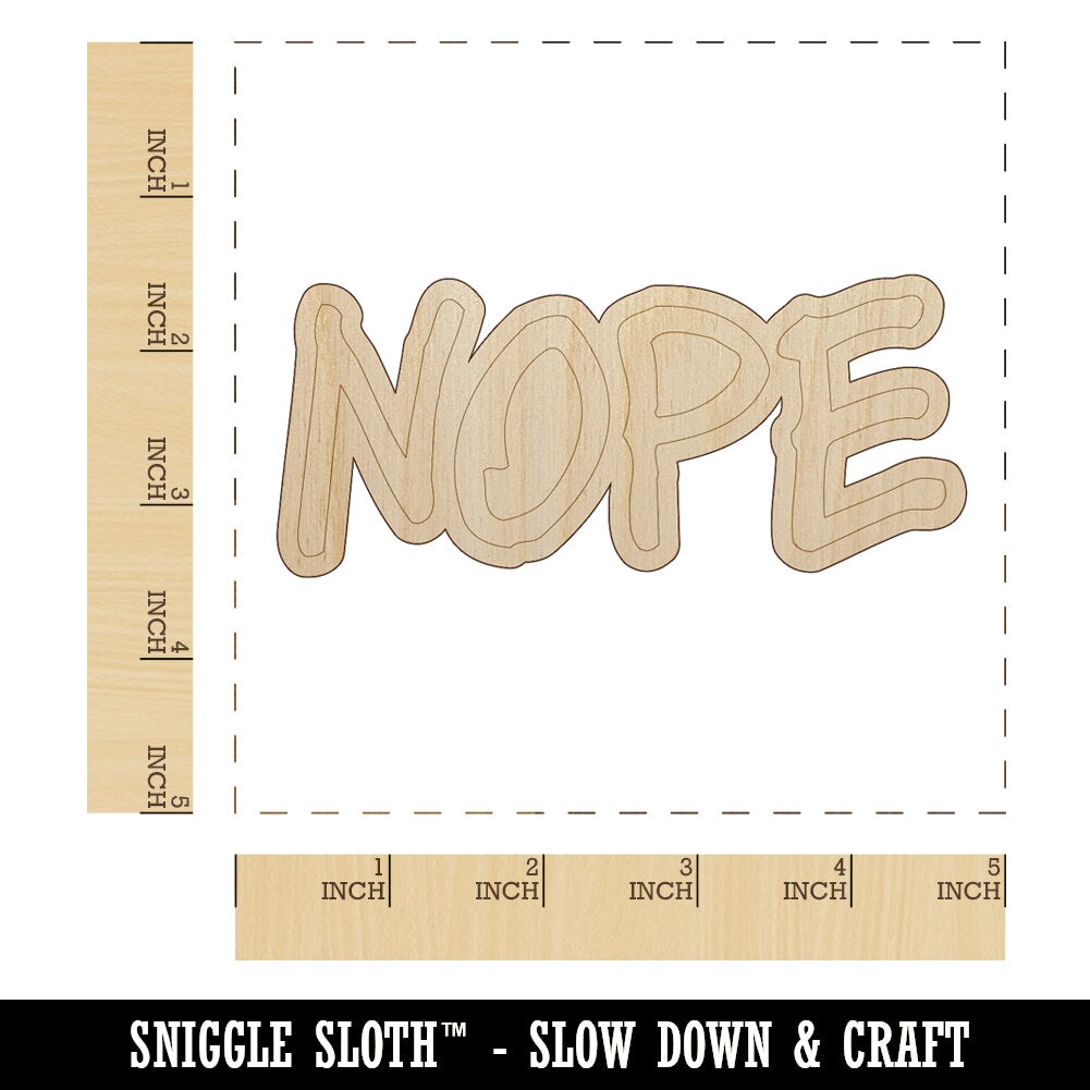Nope Text Unfinished Wood Shape Piece Cutout for DIY Craft Projects ...