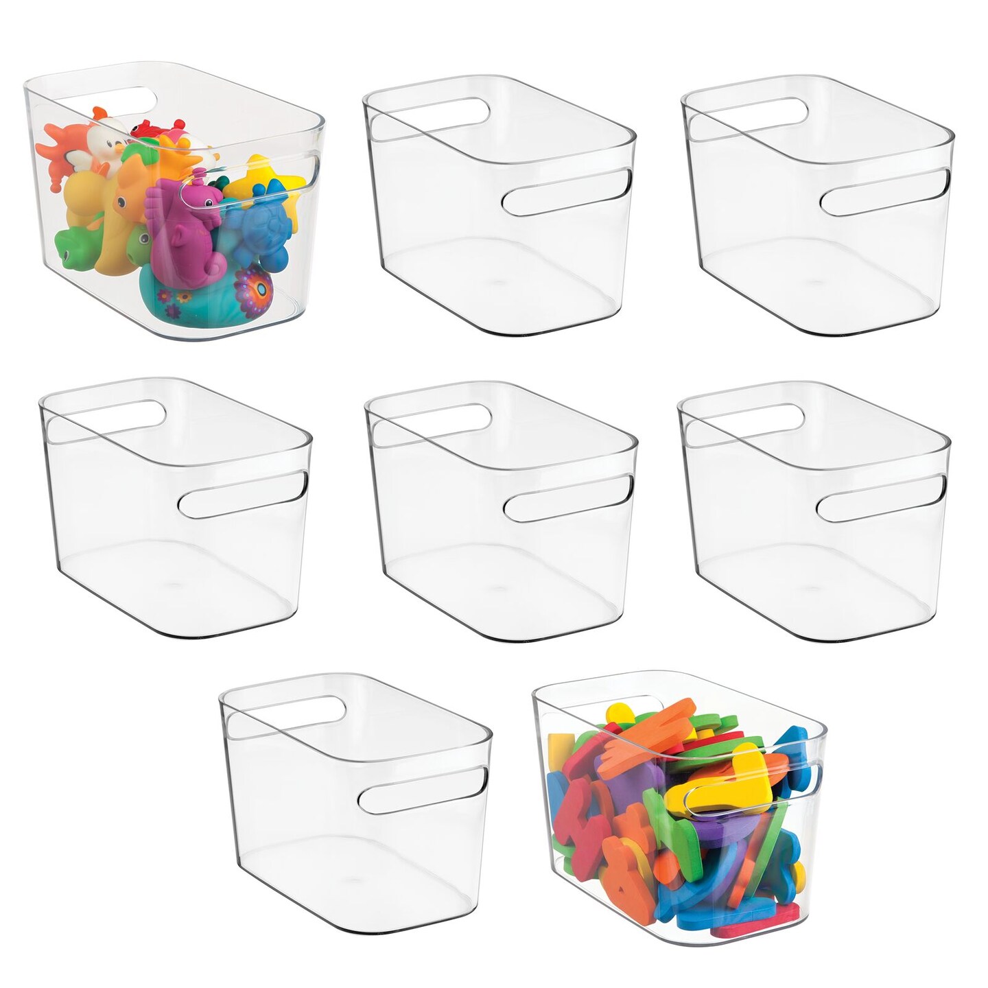 mDesign Deep Plastic Kid Toy Storage Bin with Handles, 10" Long, 8 Pack ...