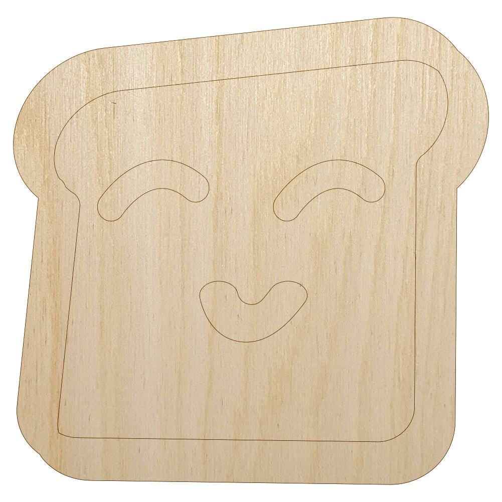 Happy Toast Kawaii Outline Unfinished Wood Shape Piece Cutout for DIY ...