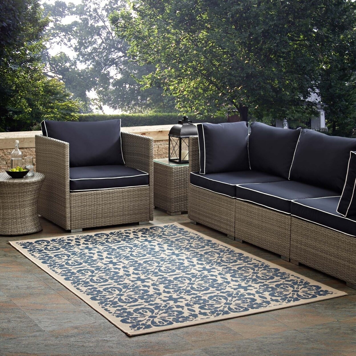 Modway Ariana Vintage Floral Trellis 5x8 Indoor and Outdoor Area Rug-R ...