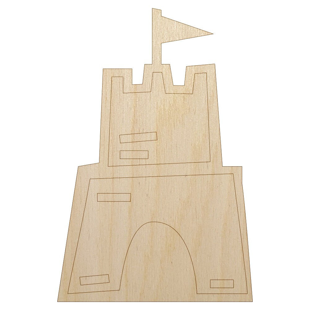 Sand Castle Doodle Unfinished Wood Shape Piece Cutout for DIY Craft ...