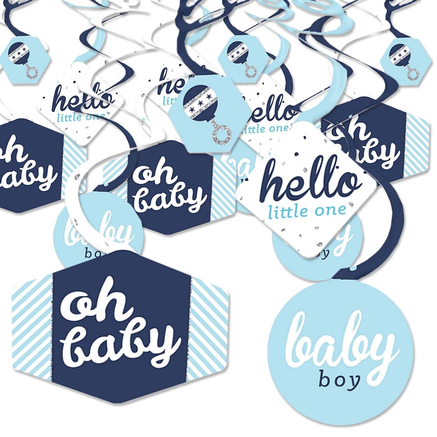 Big Dot of Happiness Hello Little One - Blue and Silver - Boy Baby ...