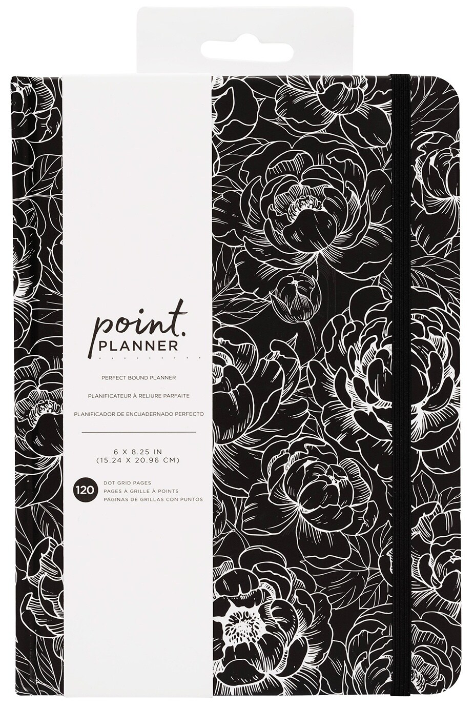 Ac Point Planner Perfect Bound Planner 6"X8"-Black & White Floral-Dot ...