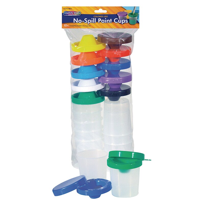 No-Spill Round Paint Cups with Colored Lids, 3" Dia., 10 Cups | Michaels