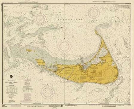 Nautical Chart - Nantucket Island ca. 1975 - Sepia Tinted Poster Print ...