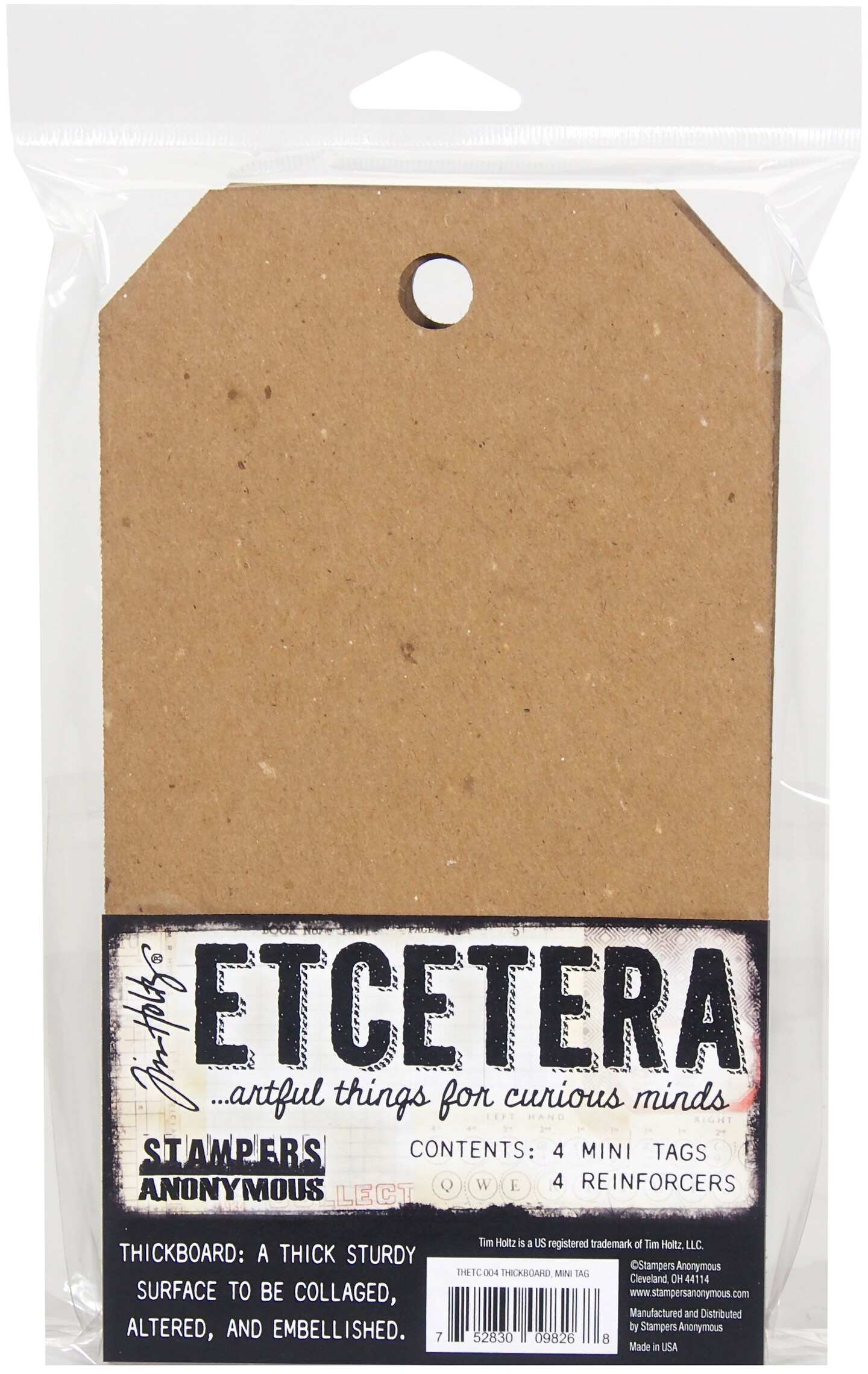 Tim Holtz Etcetera Mini Tag-4 Mini Tags And 4 Reinforcers, Count: 1 ...