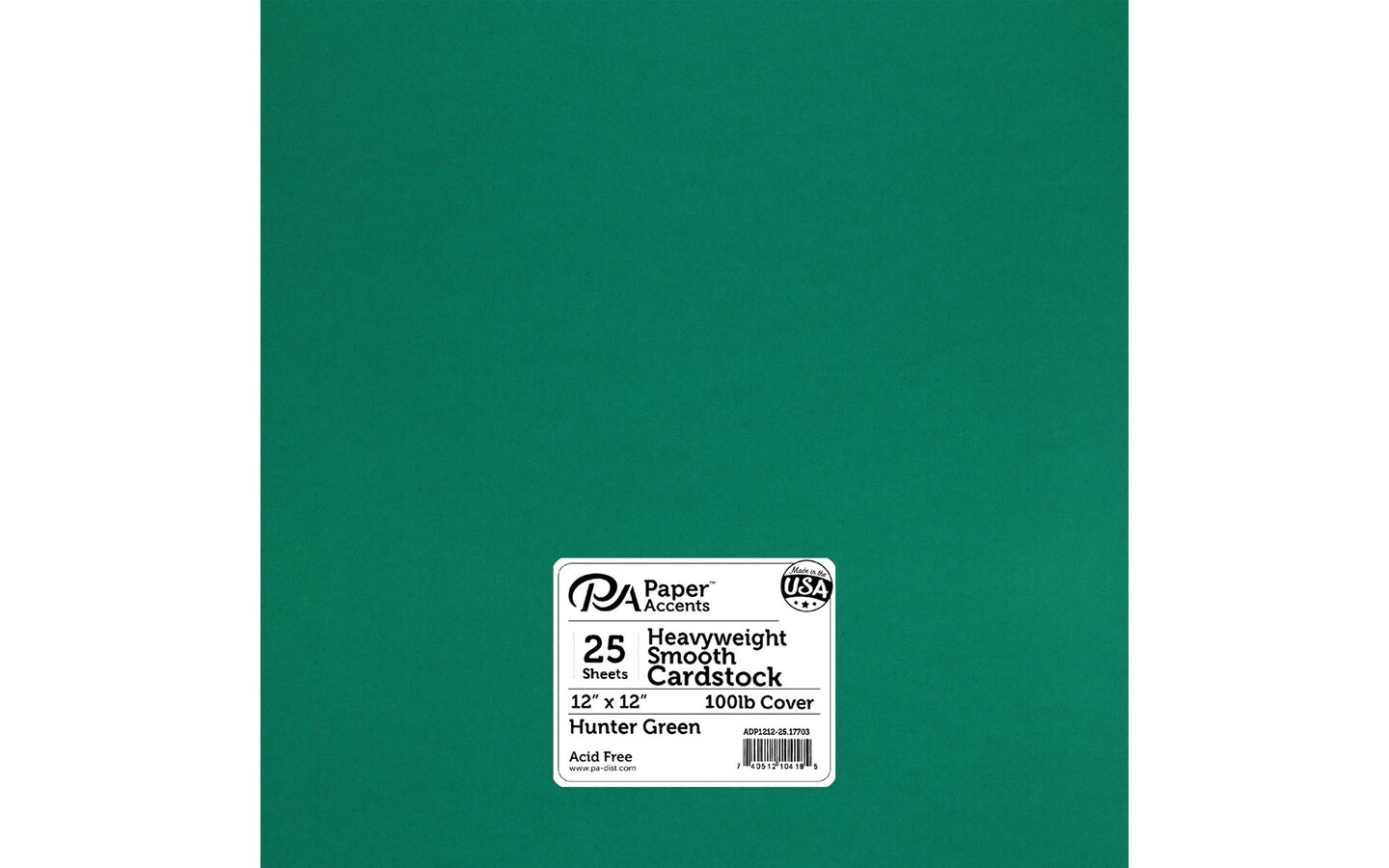 PA Paper Accents Heavyweight Smooth Cardstock 12" x 12" Hunter Green ...