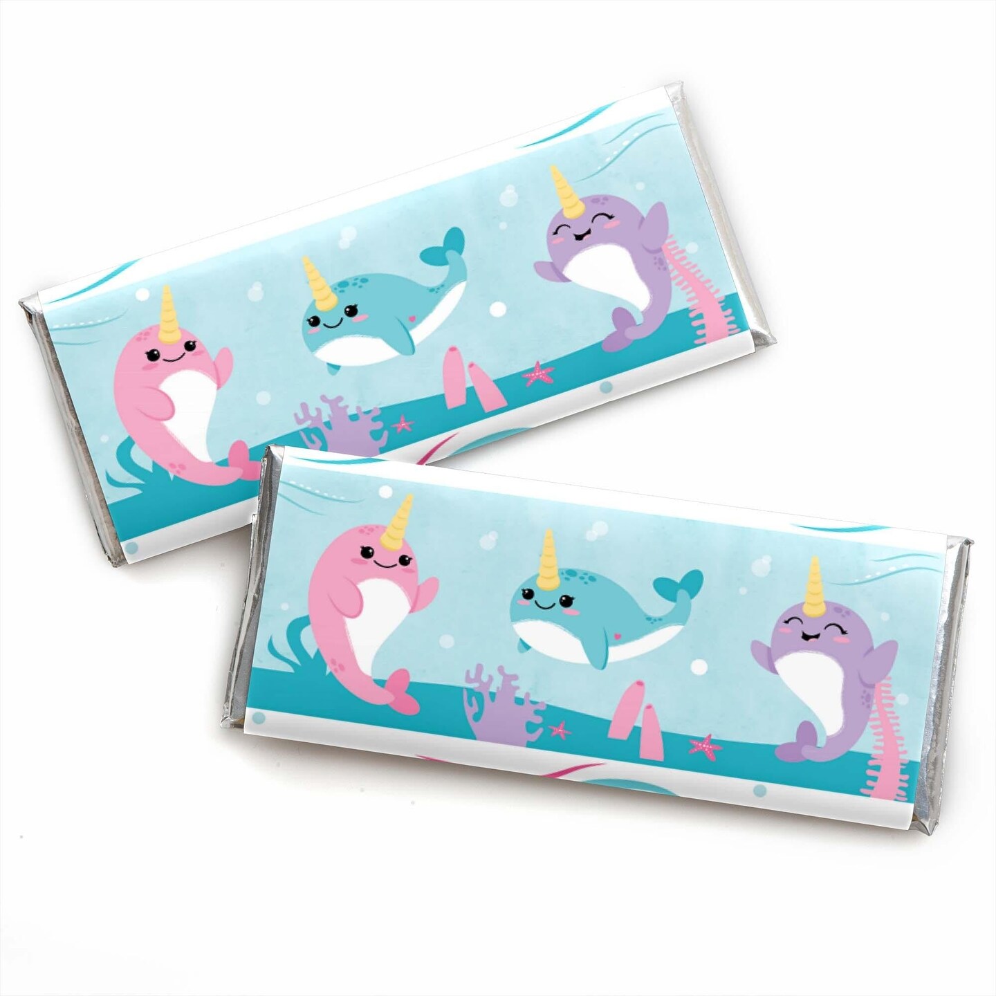 Big Dot of Happiness Narwhal Girl - Candy Bar Wrapper Under The Sea ...
