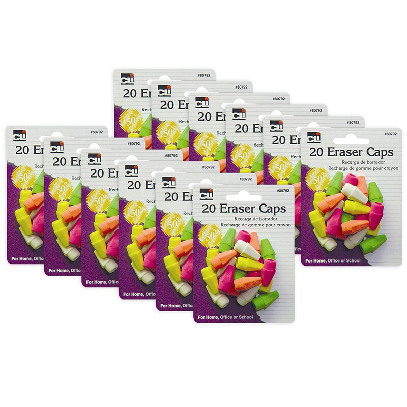 Pencil Eraser Caps, Assorted Neon Colors, 20 Per Pack, 12 Packs | Michaels