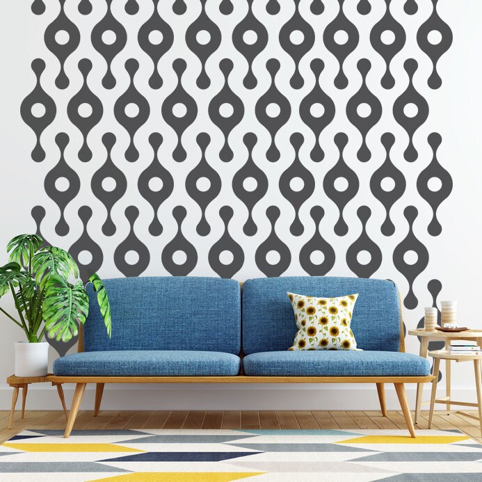 Mid Century Modern Shapes Wall Decal, Removable Modern Wall Decals, Mcm ...