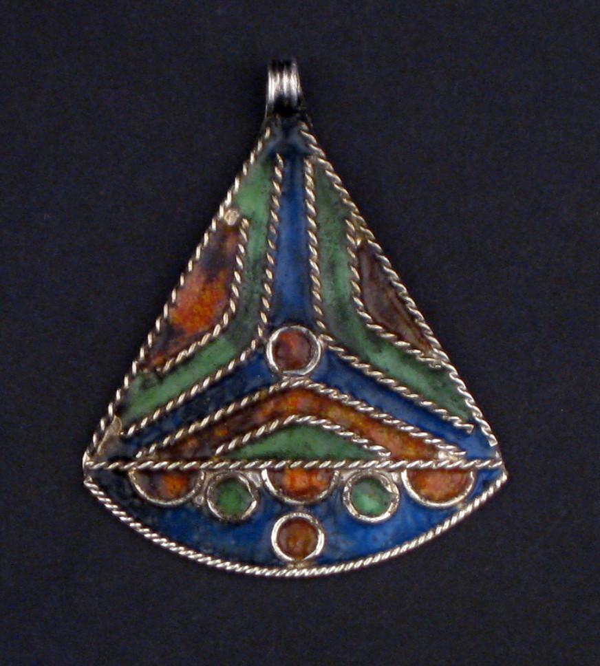 TheBeadChest Triangle Sail Enameled Berber Pendant 40mm Morocco African ...