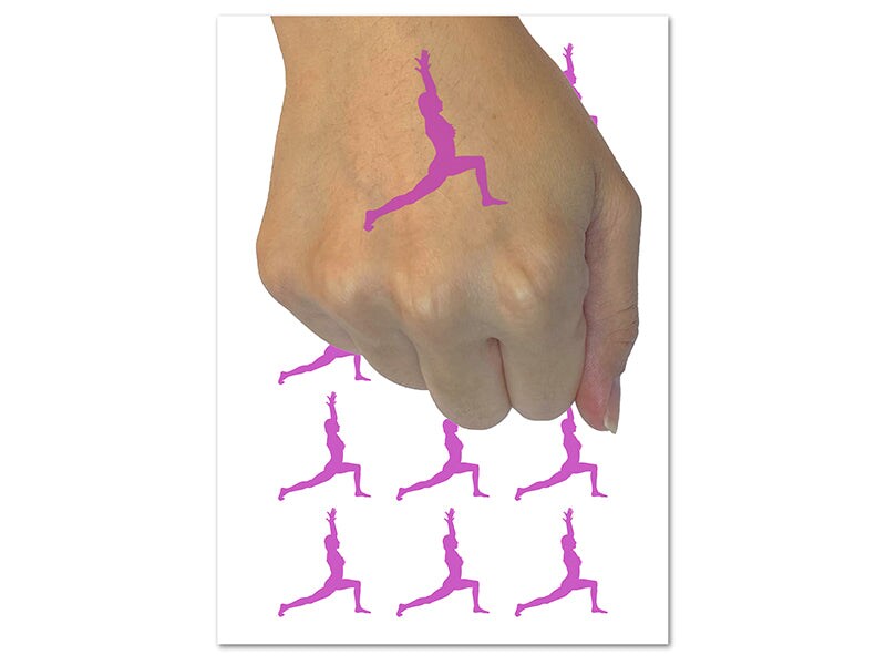 Yoga High Lunge Pose Temporary Tattoo Water Resistant Fake Body Art Set ...