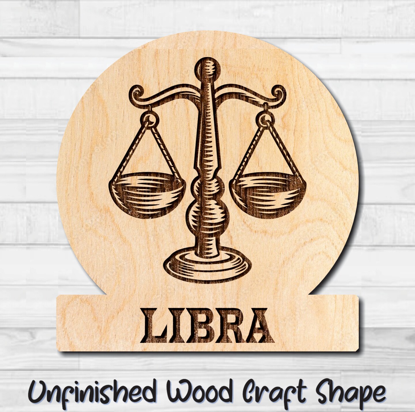 Libra Zodiac Sign Unfinished Wood Shape Blank Laser Engraved Cutout ...