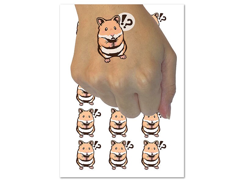 Shocked Syrian Teddy Bear Hamster Temporary Tattoo Water Resistant Fake ...