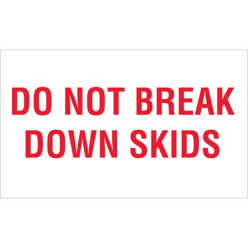 Tape Logic Labels, "Do Not Break Down Skids", 3" x 5", Red/White, 500 ...