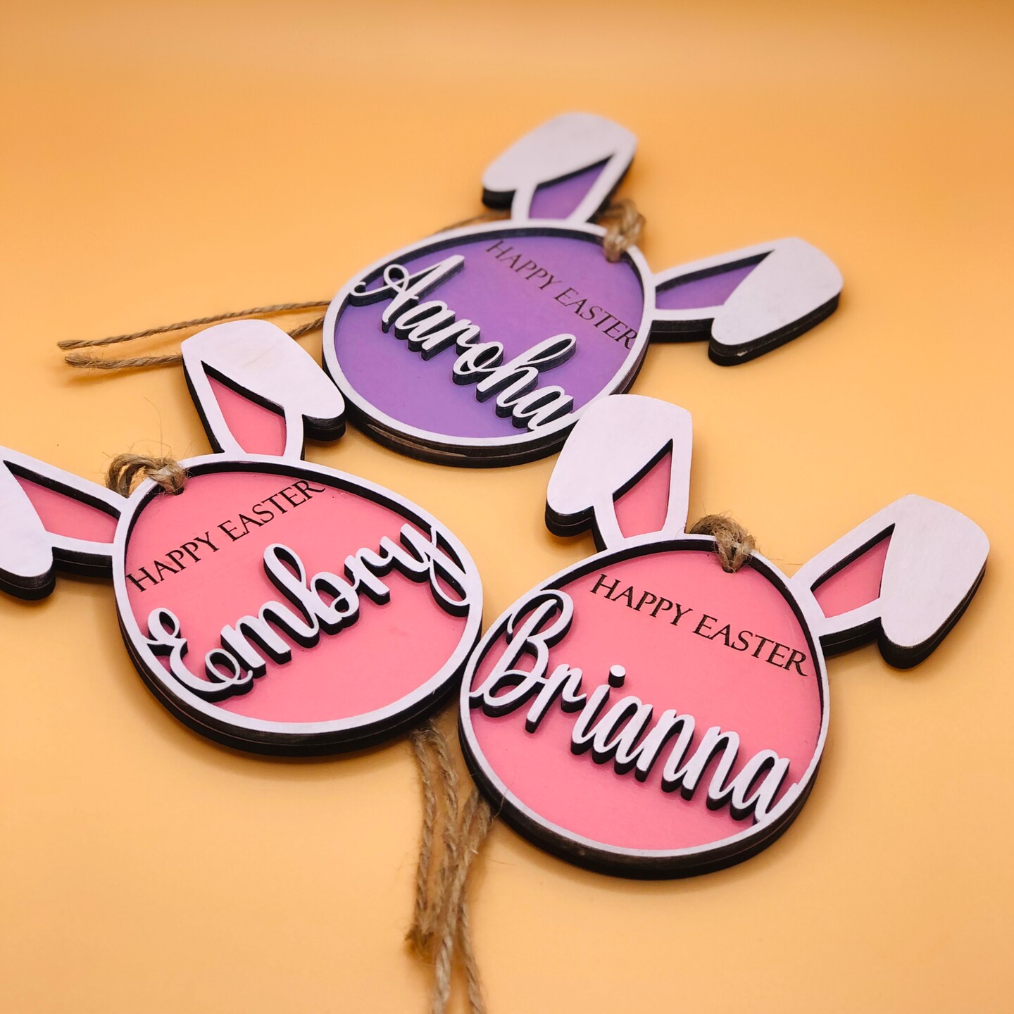 Personalized Easter Egg Basket Tags| Easter Egg with Bunny Ears| Custom ...
