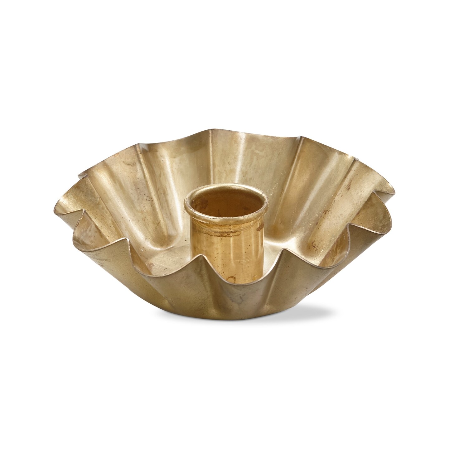 Gold Metal Ruffle Taper Candle Holder, 4.0L x 4.0W x .75H inches | Michaels