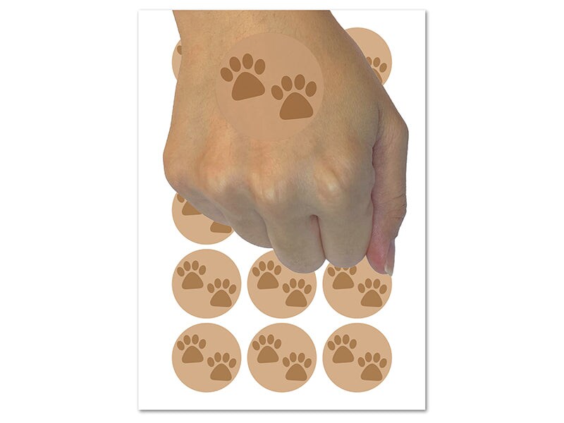 Paw Prints Pair Dog Cat Temporary Tattoo Water Resistant Fake Body Art ...