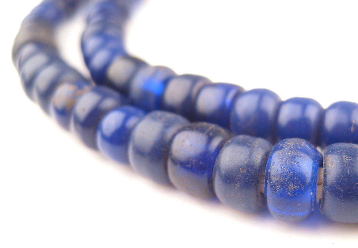 TheBeadChest Old Semi-Translucent Navy Blue Padre Beads, Full Strand of ...