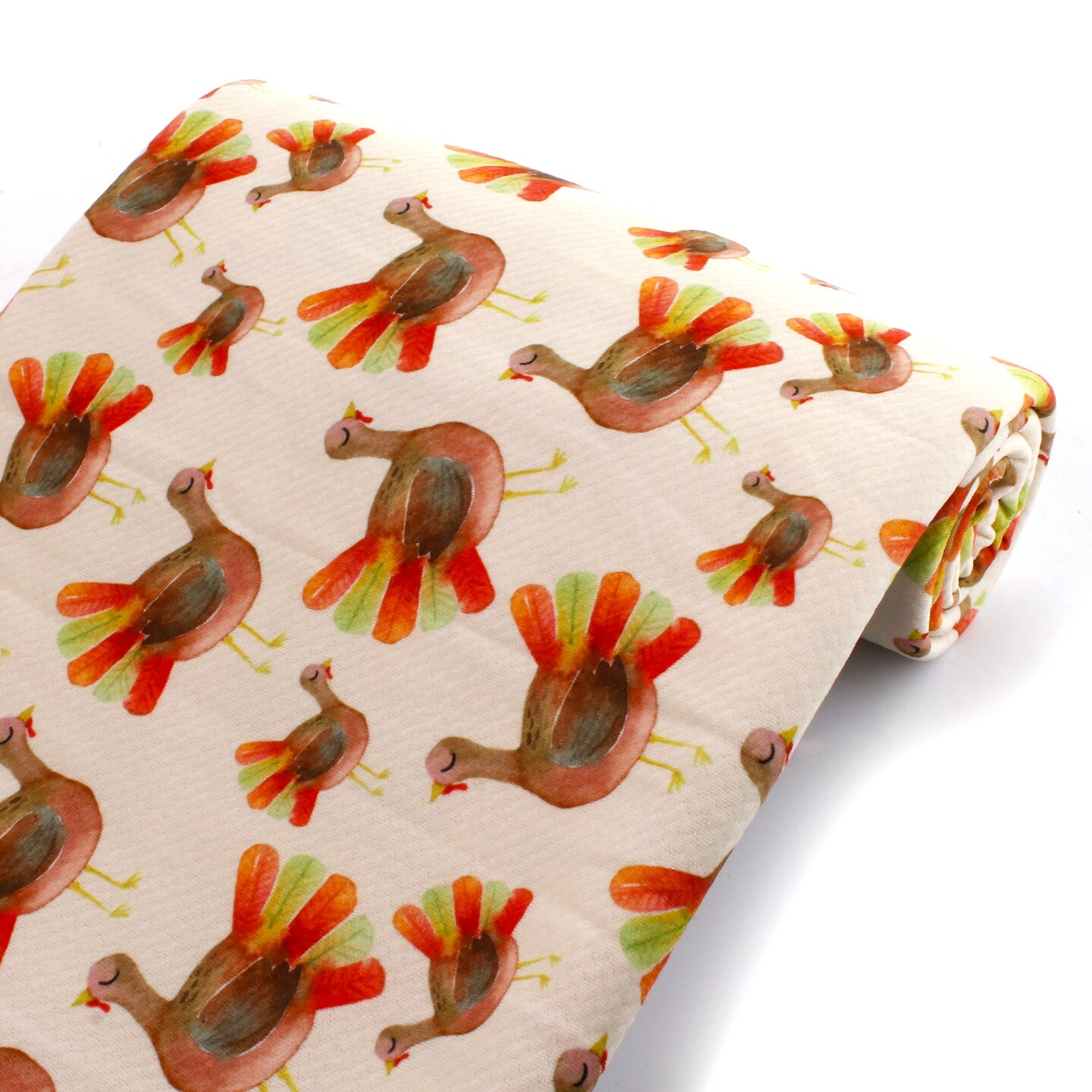 Watercolor Thanksgiving Turkeys Bullet Fabric | Michaels