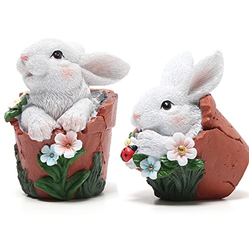 2 Pieces Easter Bunny Decorations Spring Home Decor Bunny Figurines ...