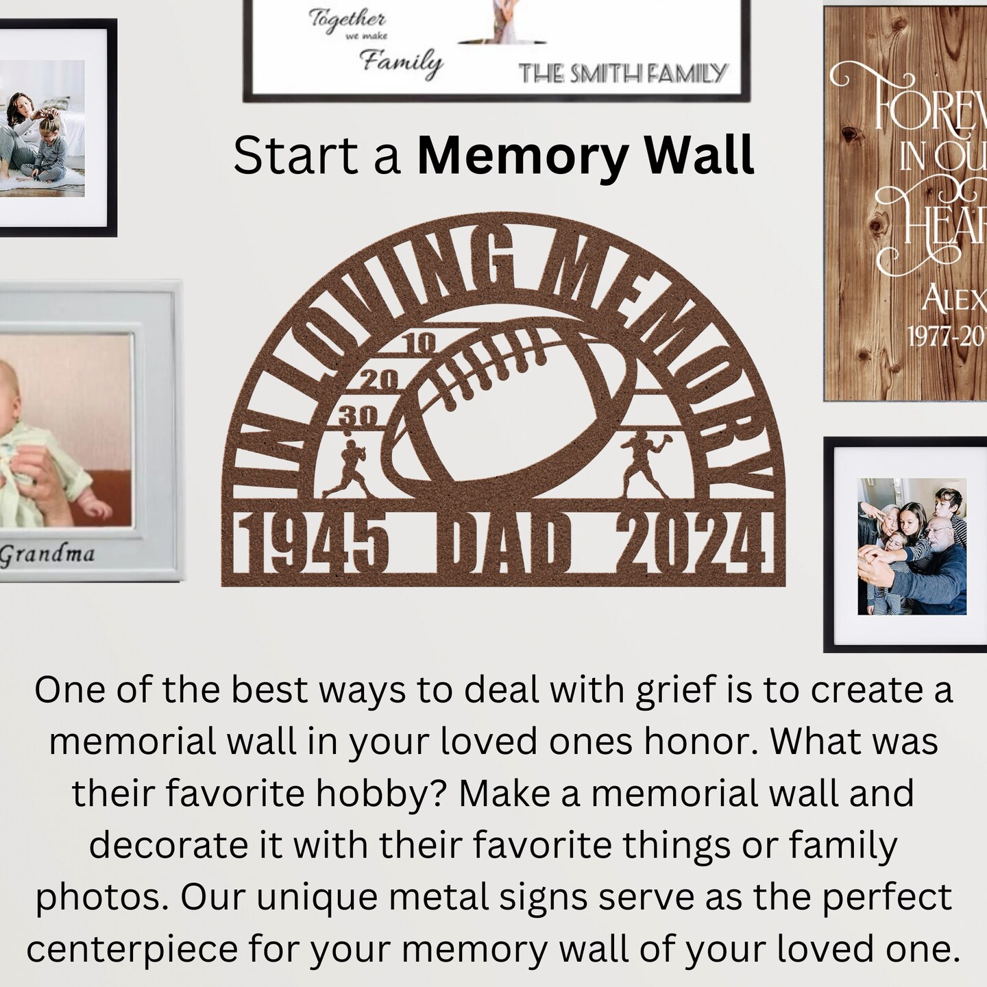 Honoring Football Player Memorial Gift - Custom Sports Tribute Memory ...