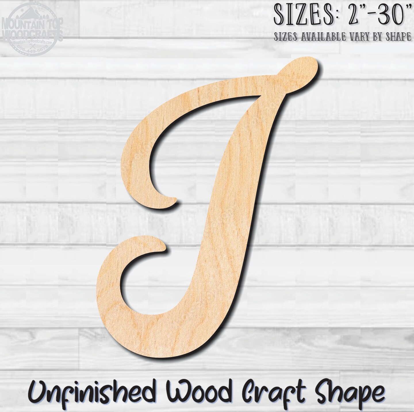 Script Letter I Fancy Unfinished Wood Shape Blank Laser Engraved Cutout ...