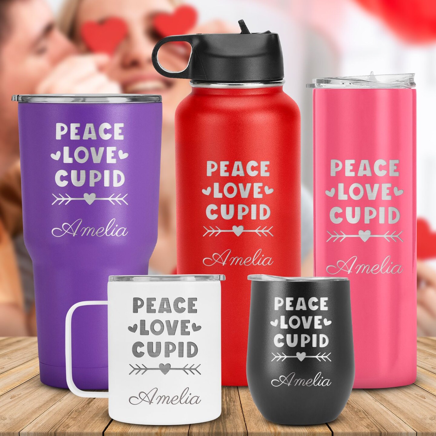 Customized Peace Love Cupid Tumbler for celebration of Love, Gift for ...