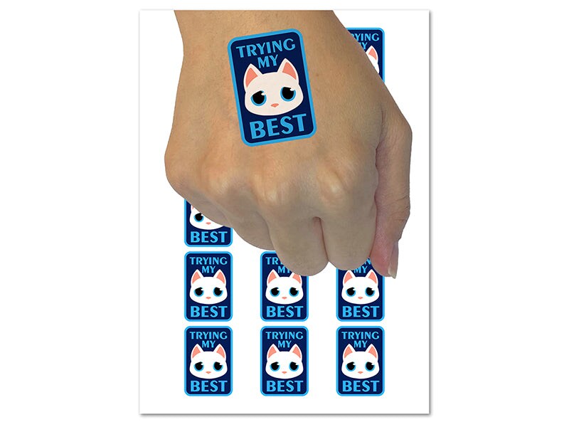 Trying My Best Sad Cat Temporary Tattoo Water Resistant Fake Body Art ...
