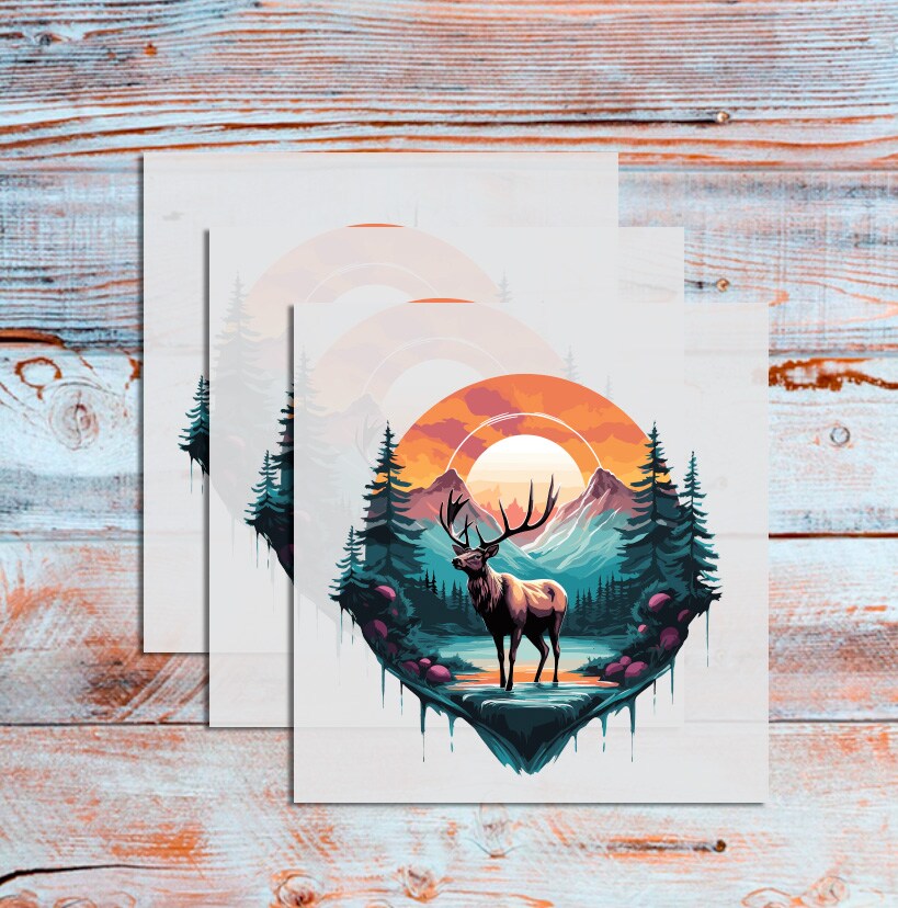 DTF, Outdoor Life, Adventure, Majestic Elk, Rising Sun, Rustic, DTF ...