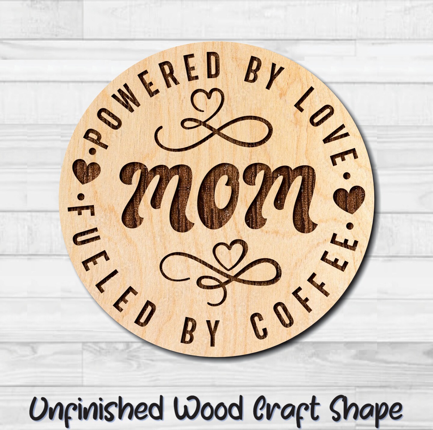 Mom Coaster Unfinished Wood Shape Blank Laser Engraved Cutout Woodcraft ...