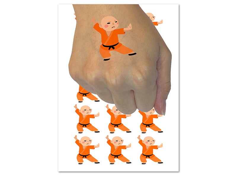 Martial Arts Monk Boy Temporary Tattoo Water Resistant Fake Body Art ...