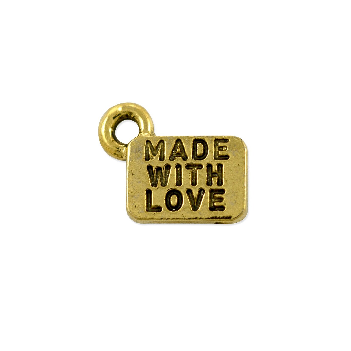 Charm for Jewelry Making - Made with Love 6x9mm Pewter Antique Gold ...