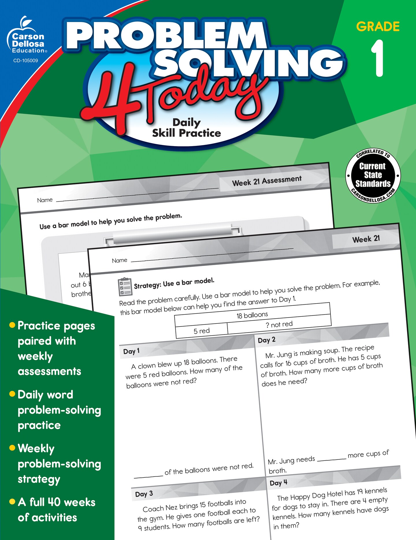 Carson Dellosa Problem Solving 4 Today 1st Grade Workbook, Math Book ...