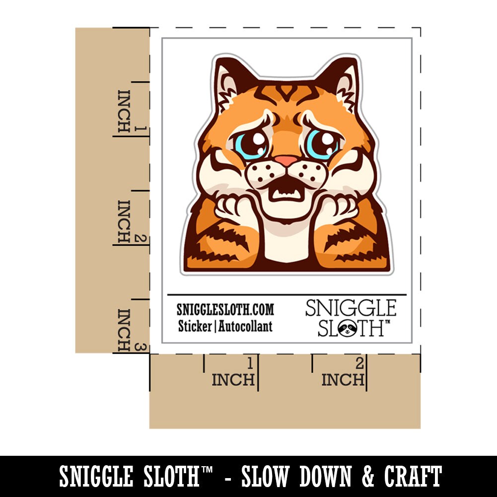 Distressed Striped Cat Looks Worried Waterproof Vinyl Phone Tablet ...