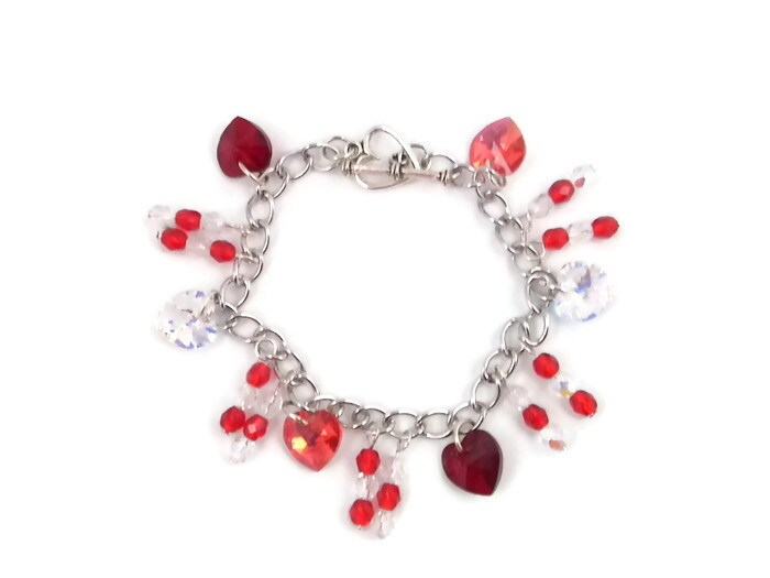 Swarovski red heart bracelet store