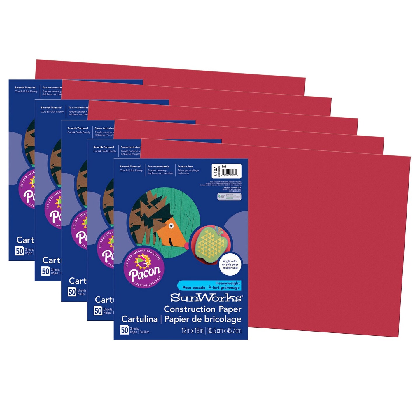 Construction Paper, Red, 12" x 18", 50 Sheets Per Pack, 5 Packs | Michaels