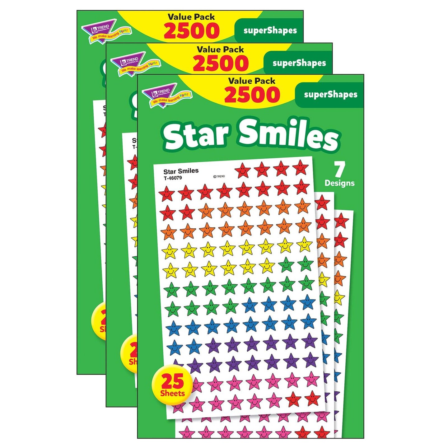 Star Smiles superShapes Stickers Value Pack, 2500 Per Pack, 3 Packs ...