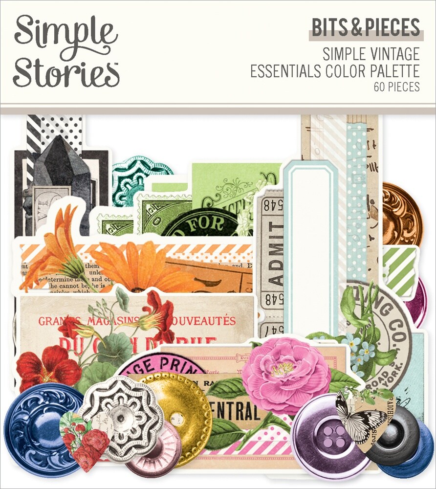 Simple Stories Bits & Pieces Die-Cuts 60/Pkg-Simple Vintage Essentials ...