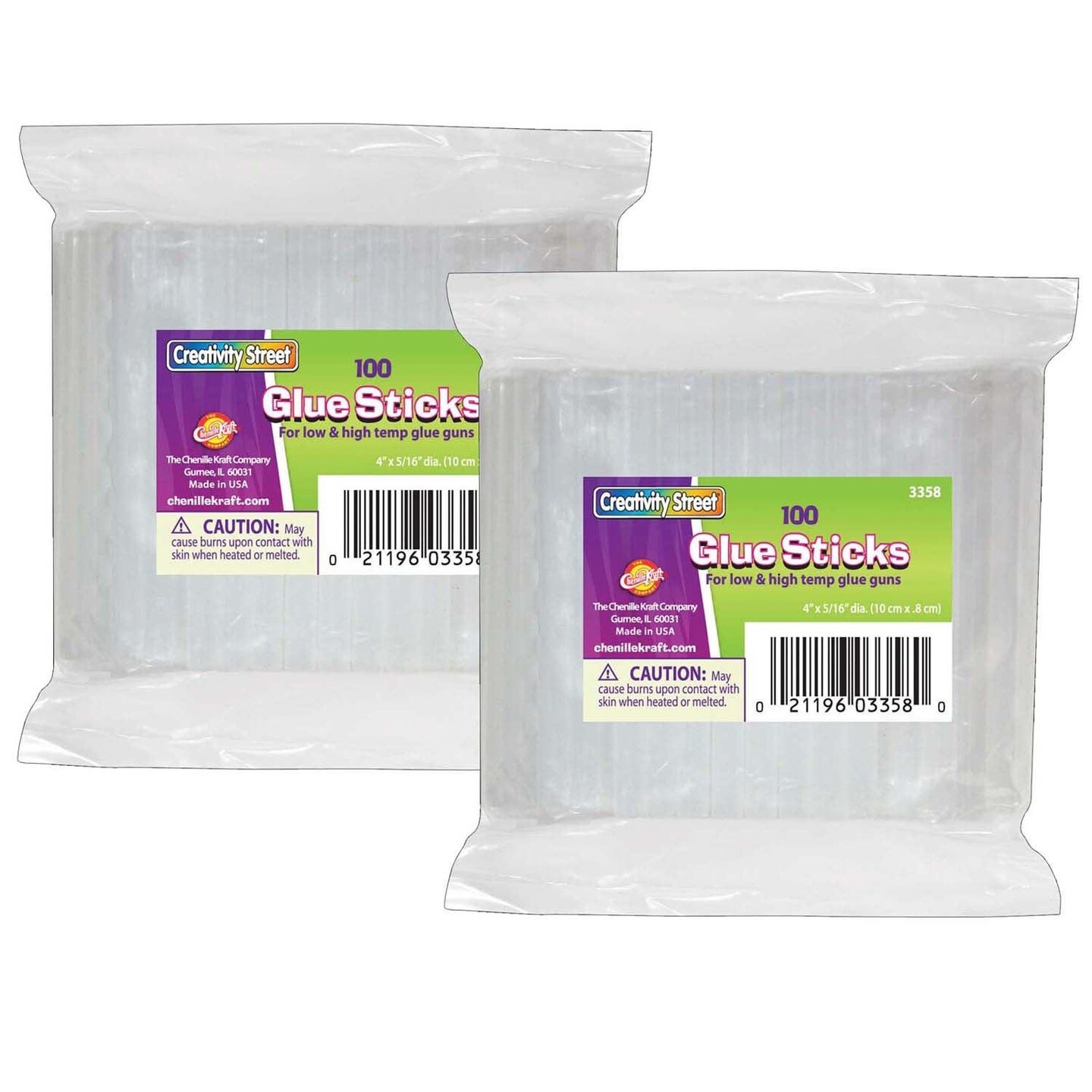 Hot Glue Sticks Classroom Pack, Clear, 4" x 0.27", 100 Pieces Per Pack ...