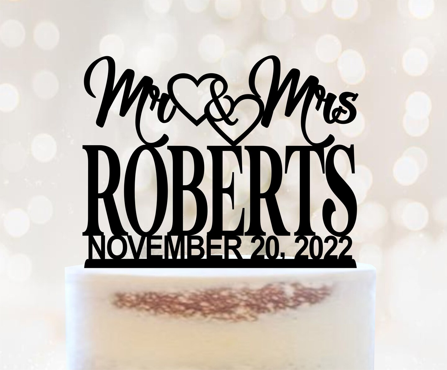 Wedding Cake Topper, Name and Wedding Date | Acrylic Wedding Cake ...